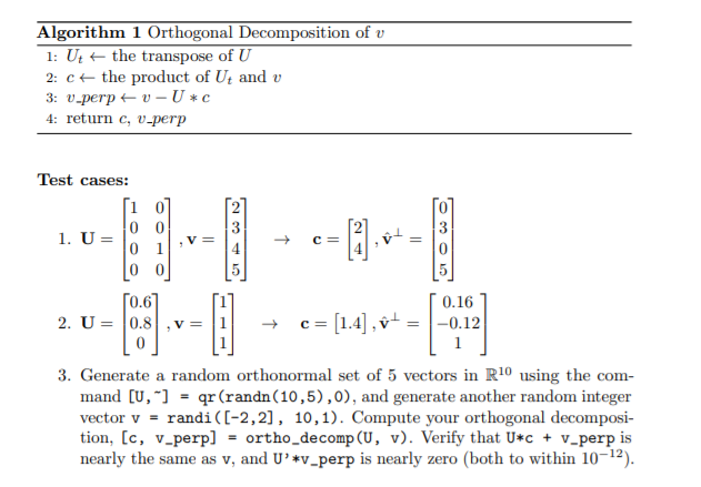 Solved 2 Orthogonal decomposition (35 points) Suppose you | Chegg.com