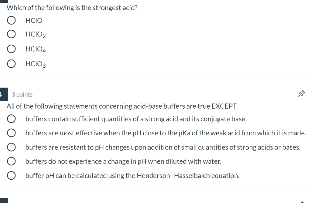 Solved Which of the following is the strongest acid? HCIO | Chegg.com
