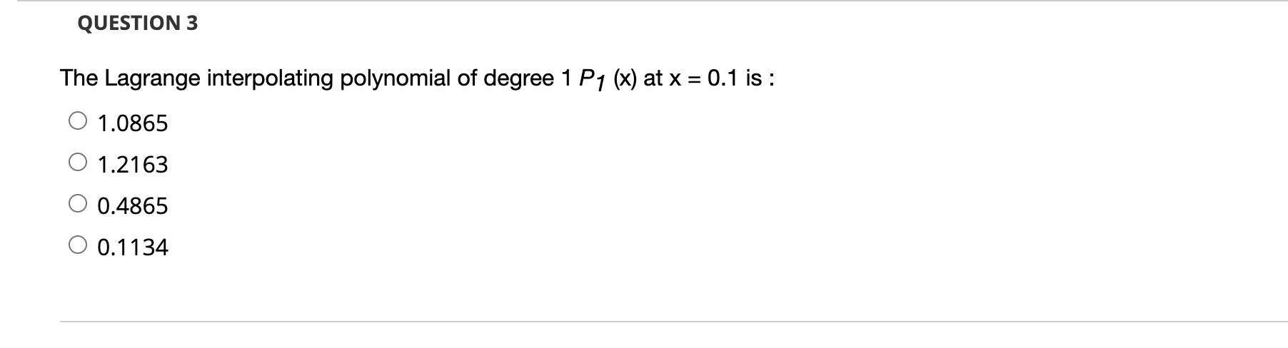 Solved QUESTION 3 The Lagrange interpolating polynomial of | Chegg.com