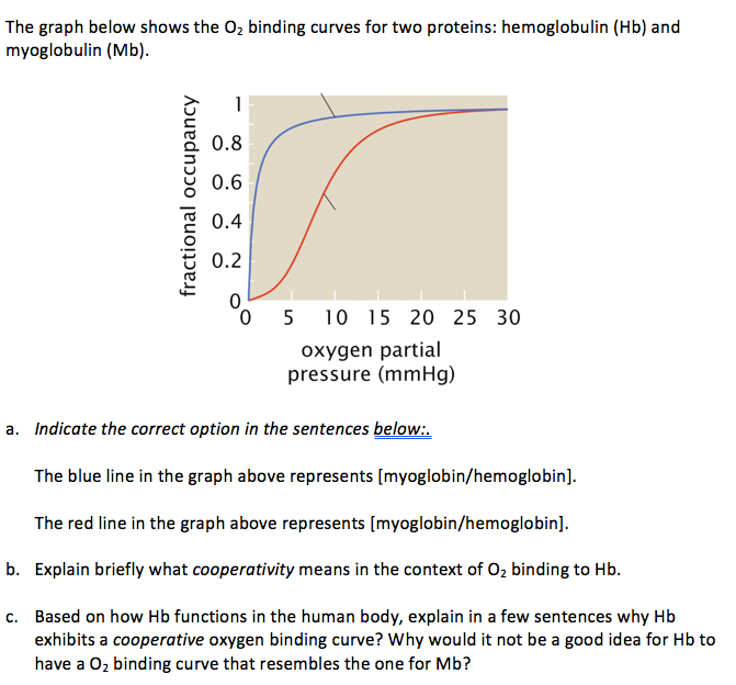 Solved The graph below shows the O2 binding curves for two | Chegg.com