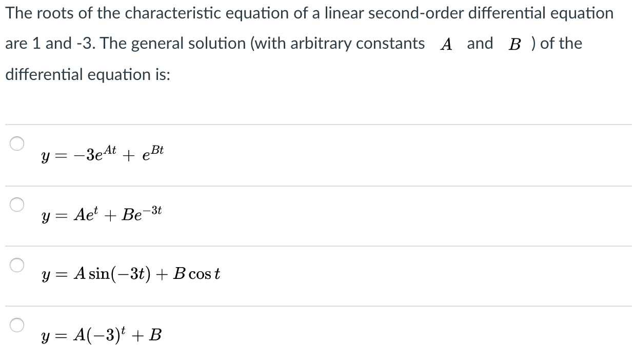 Solved The roots of the characteristic equation of a linear | Chegg.com