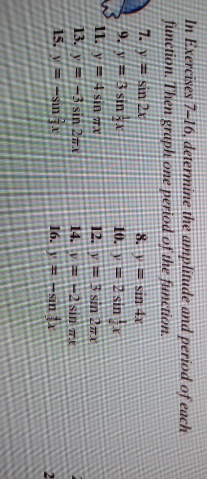 Solved In Exercises 7–16, determine the amplitude and period | Chegg.com
