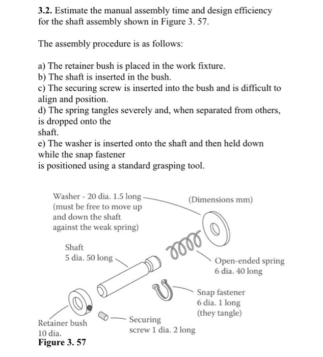 Solved Estimate the manual assembly time and design | Chegg.com