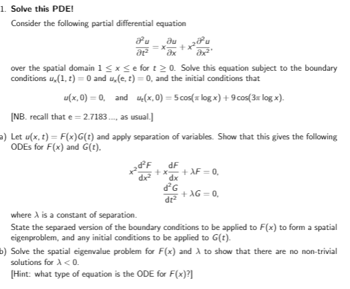 Solved 1. Solve this PDE! Consider the following partial | Chegg.com