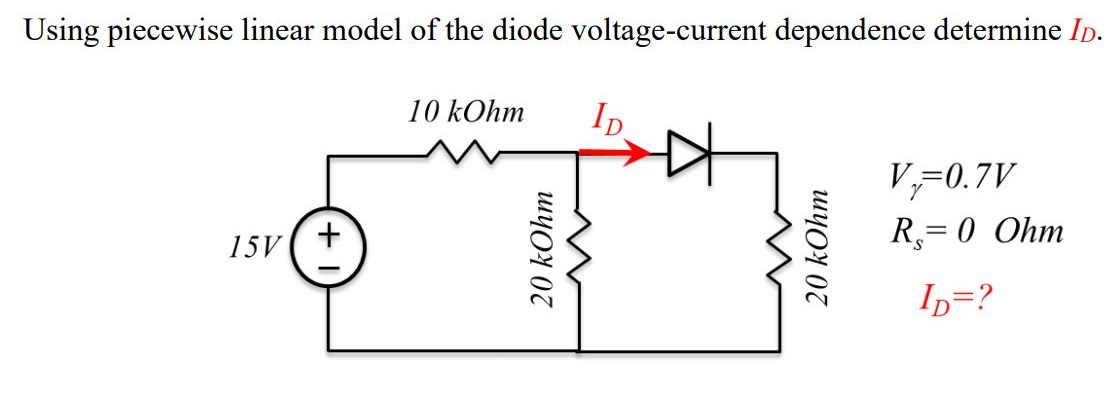 Solved Using piecewise linear model of the diode | Chegg.com