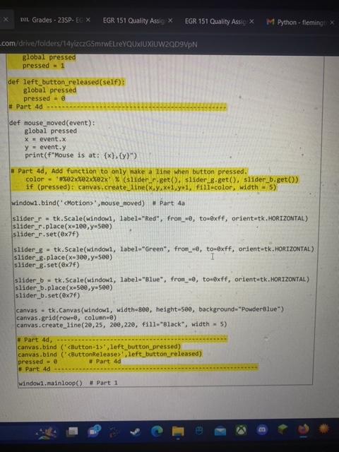 Solved global pressed pressed =1 def leftbutton | Chegg.com