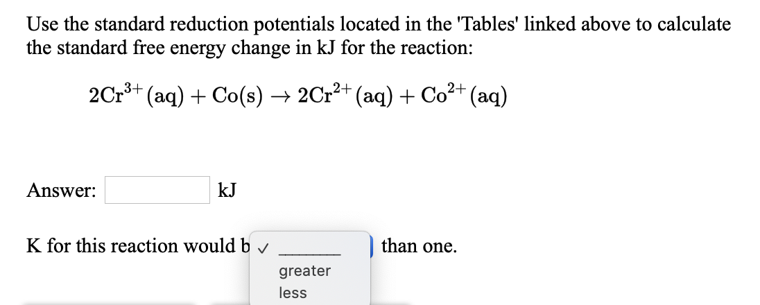Solved Use the standard reduction potentials located in the | Chegg.com