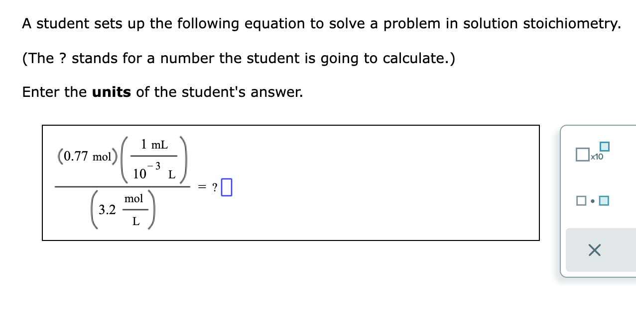 Solved A student sets up the following equation to solve a | Chegg.com