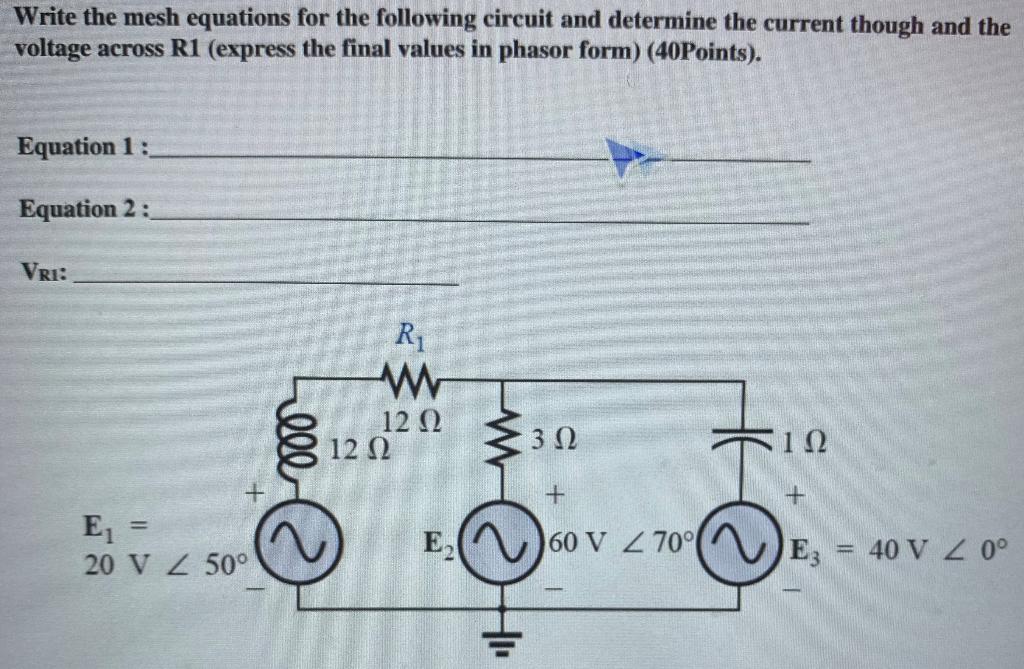 Solved Write the mesh equations for the following circuit | Chegg.com