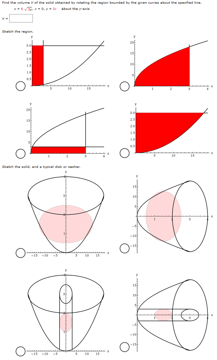 Solved Find the volume V of the solid obtained by rotating | Chegg.com