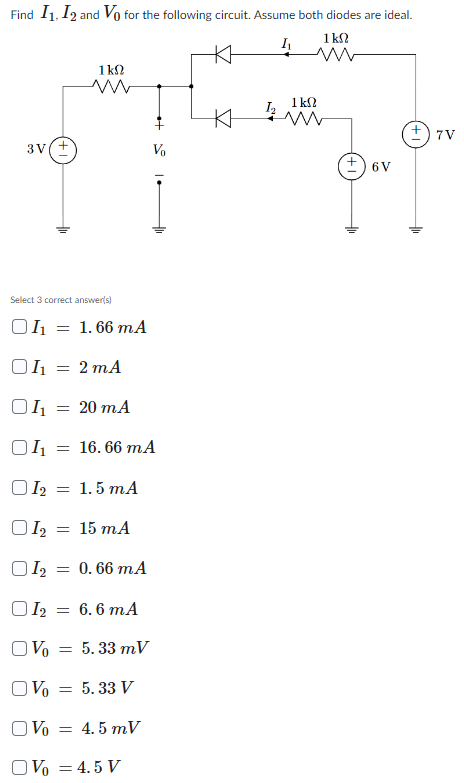 Solved Find I1,I2 and V0 for the following circuit. Assume | Chegg.com