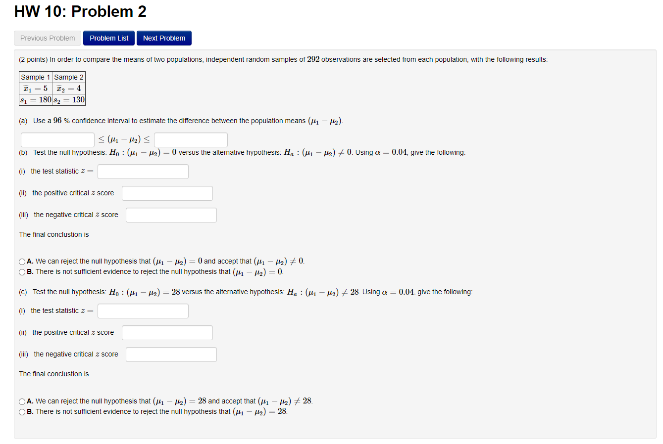 Solved HW 10: Problem 2 Previous Problem Problem List Next | Chegg.com
