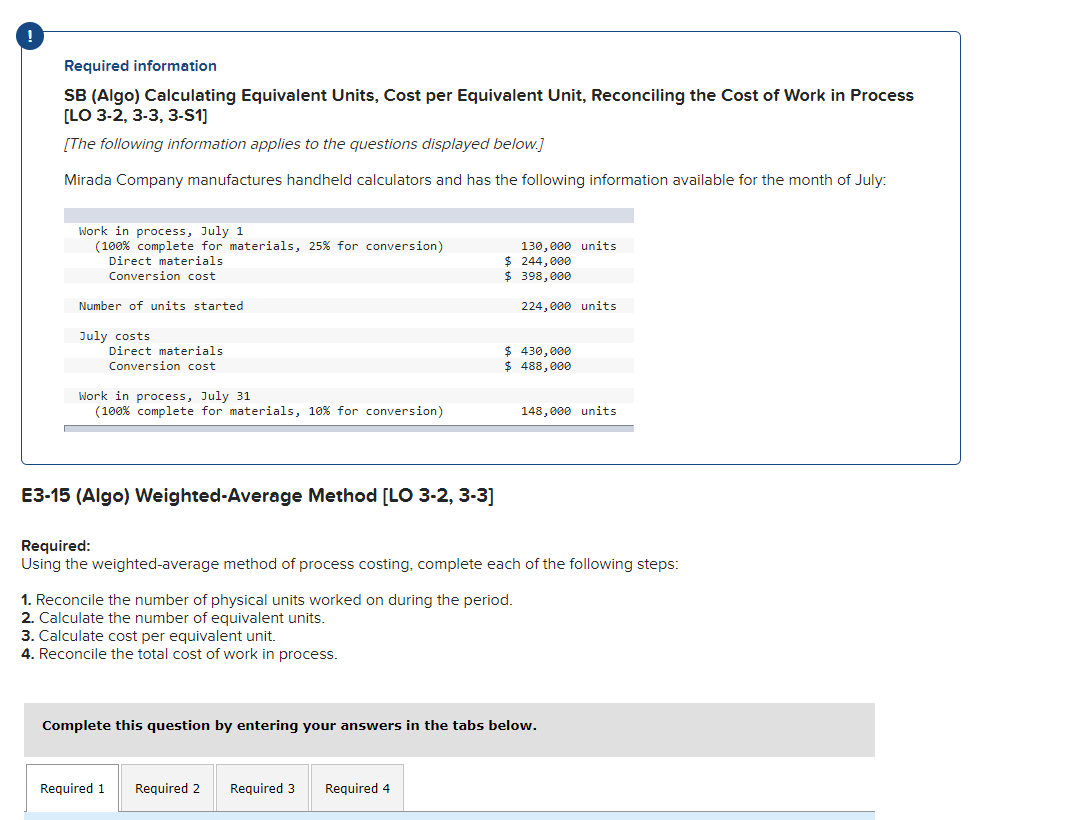 Solved Required information SB (Algo) Calculating Equivalent | Chegg.com