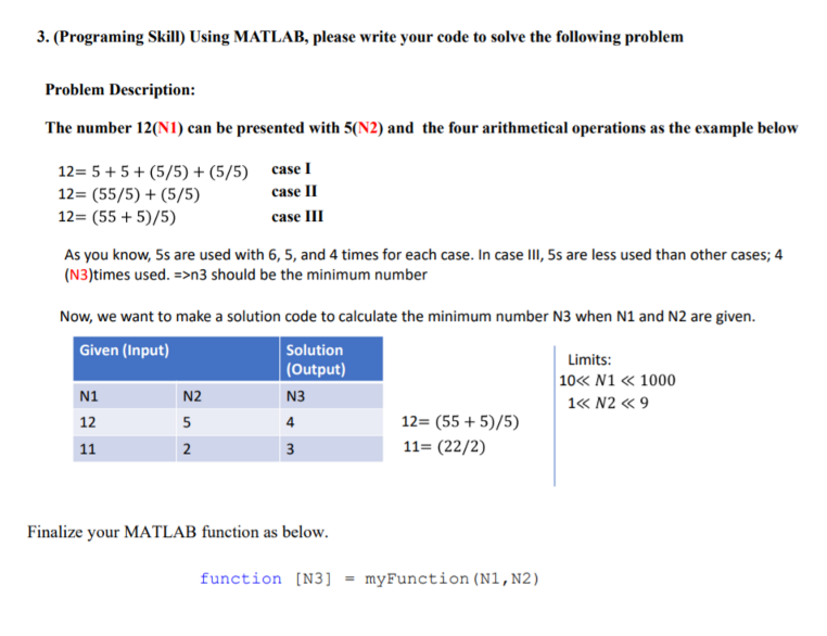 3. (Programing Skill) Using MATLAB, please write your | Chegg.com