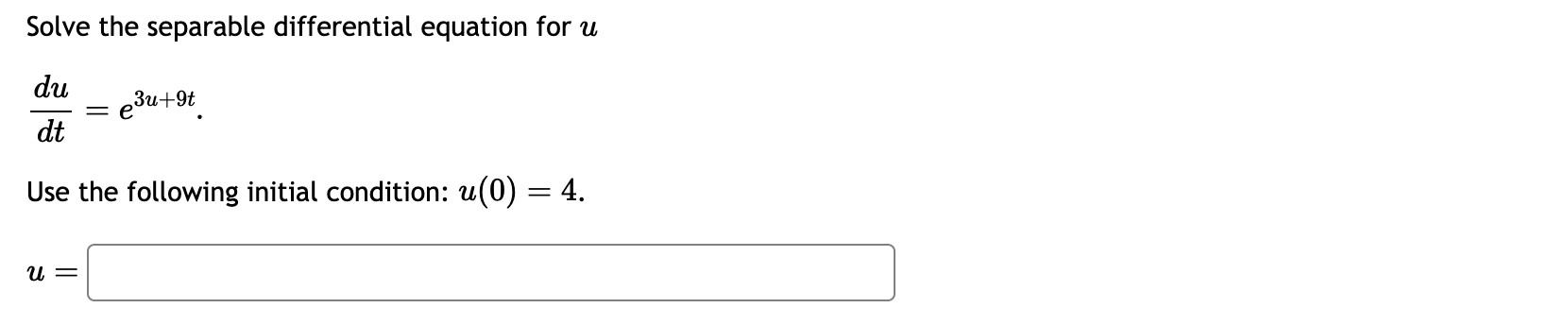 Solved Solve the separable differential equation for u | Chegg.com