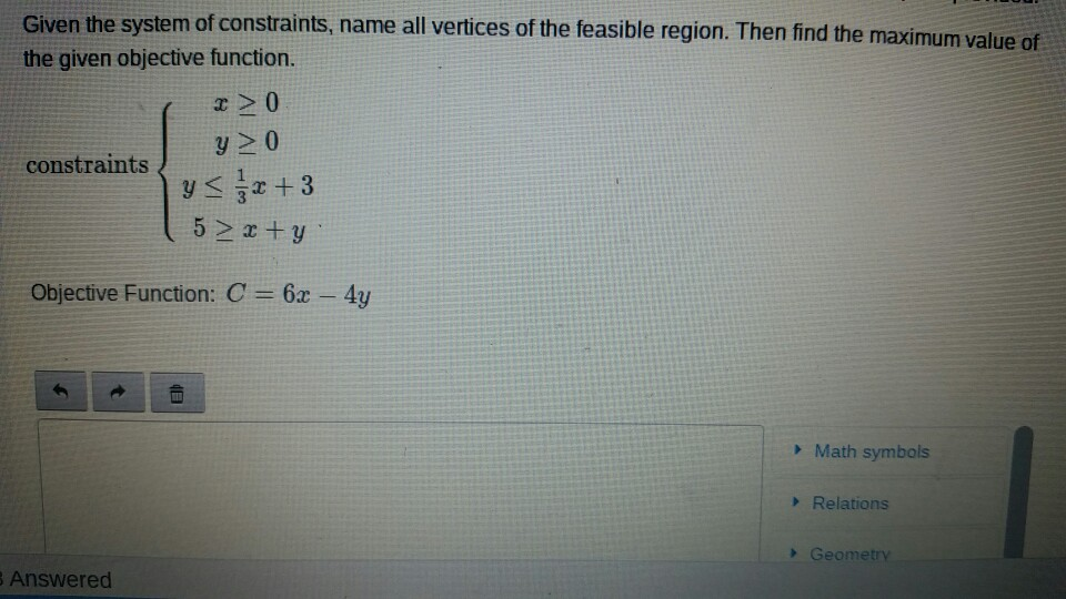 Solved Given the system of constraints, name all vertices of | Chegg.com