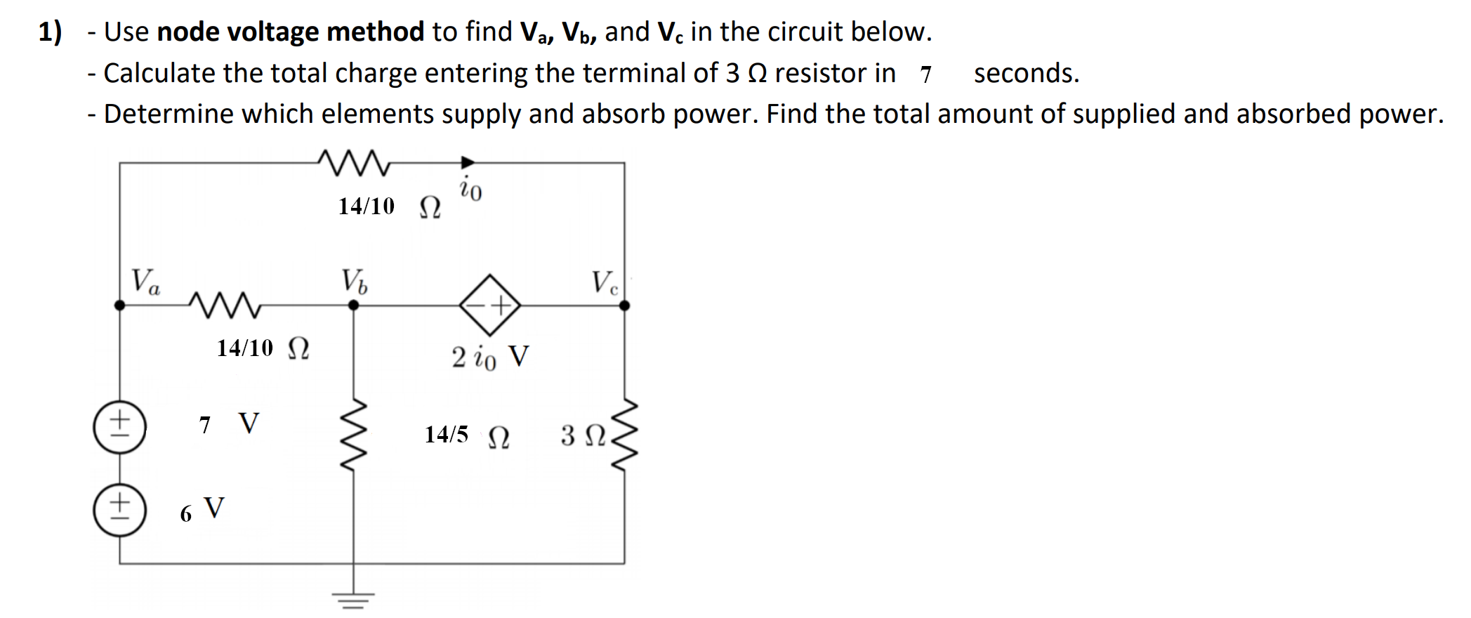 Solved 1) - Use node voltage method to find Va, Vb, and Vc | Chegg.com