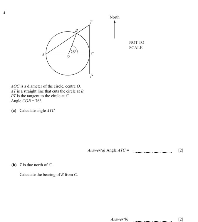 Solved NOT TOSCALEAOC is ﻿a diameter of ﻿the circle, centre | Chegg.com