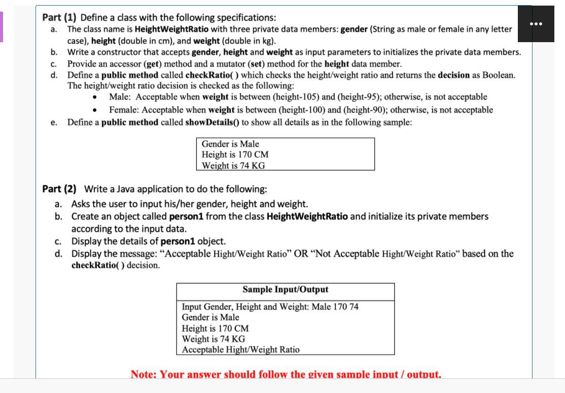 Solved ... a. Part (1) Define a class with the following | Chegg.com
