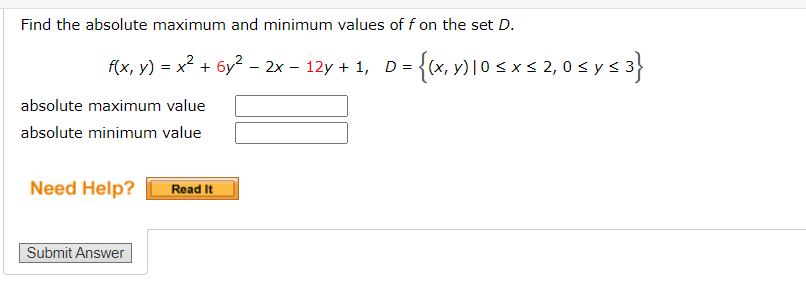 Solved Find The Absolute Maximum And Minimum Values Of F On