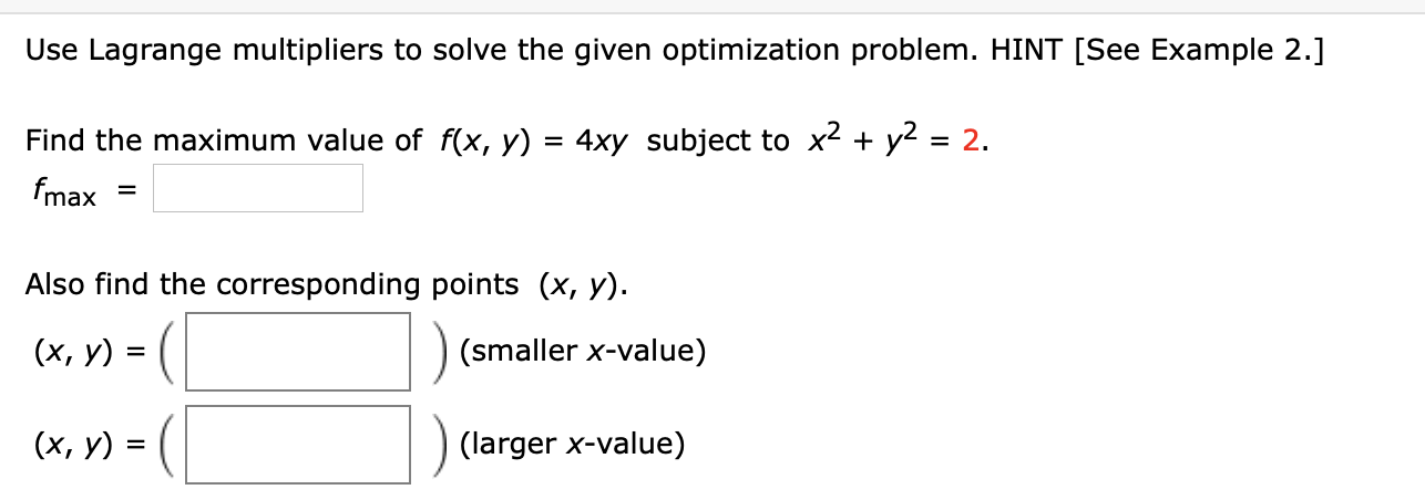 Solved Use Lagrange multipliers to solve the given | Chegg.com