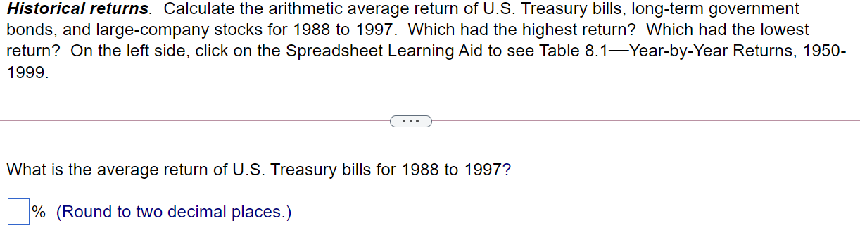 Historical returns. Calculate the arithmetic average | Chegg.com