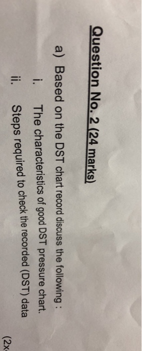 Solved Question No. 2 (24 marks) a) Based on the DST chart | Chegg.com