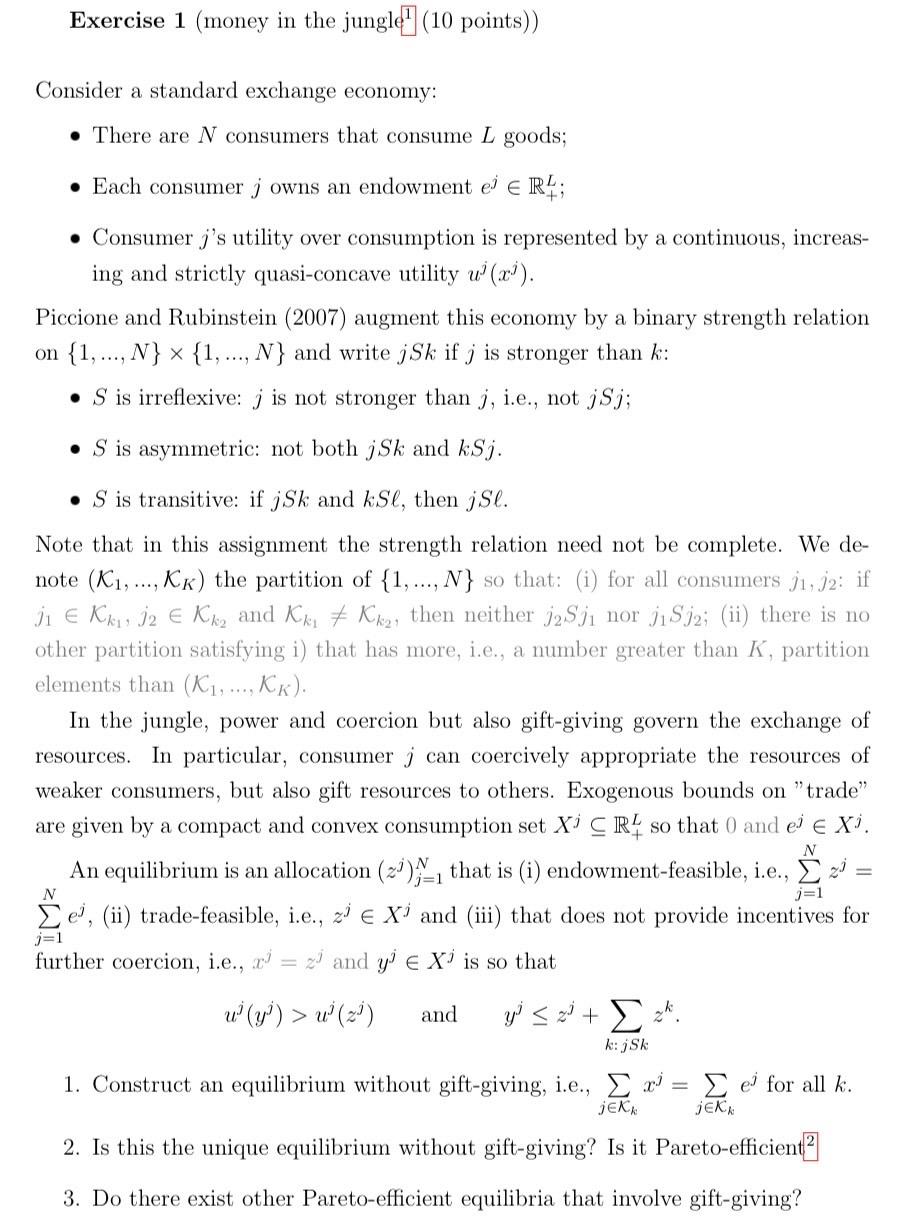 Solved Consider a standard exchange economy: - There are N | Chegg.com