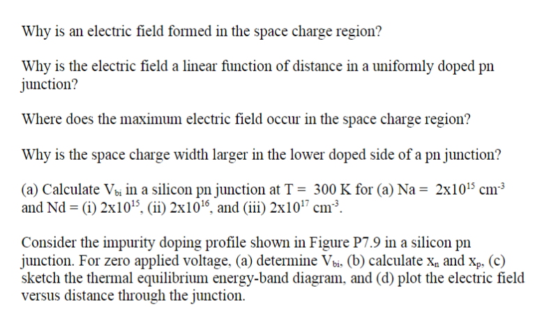 Solved Why is an electric field formed in the space charge | Chegg.com