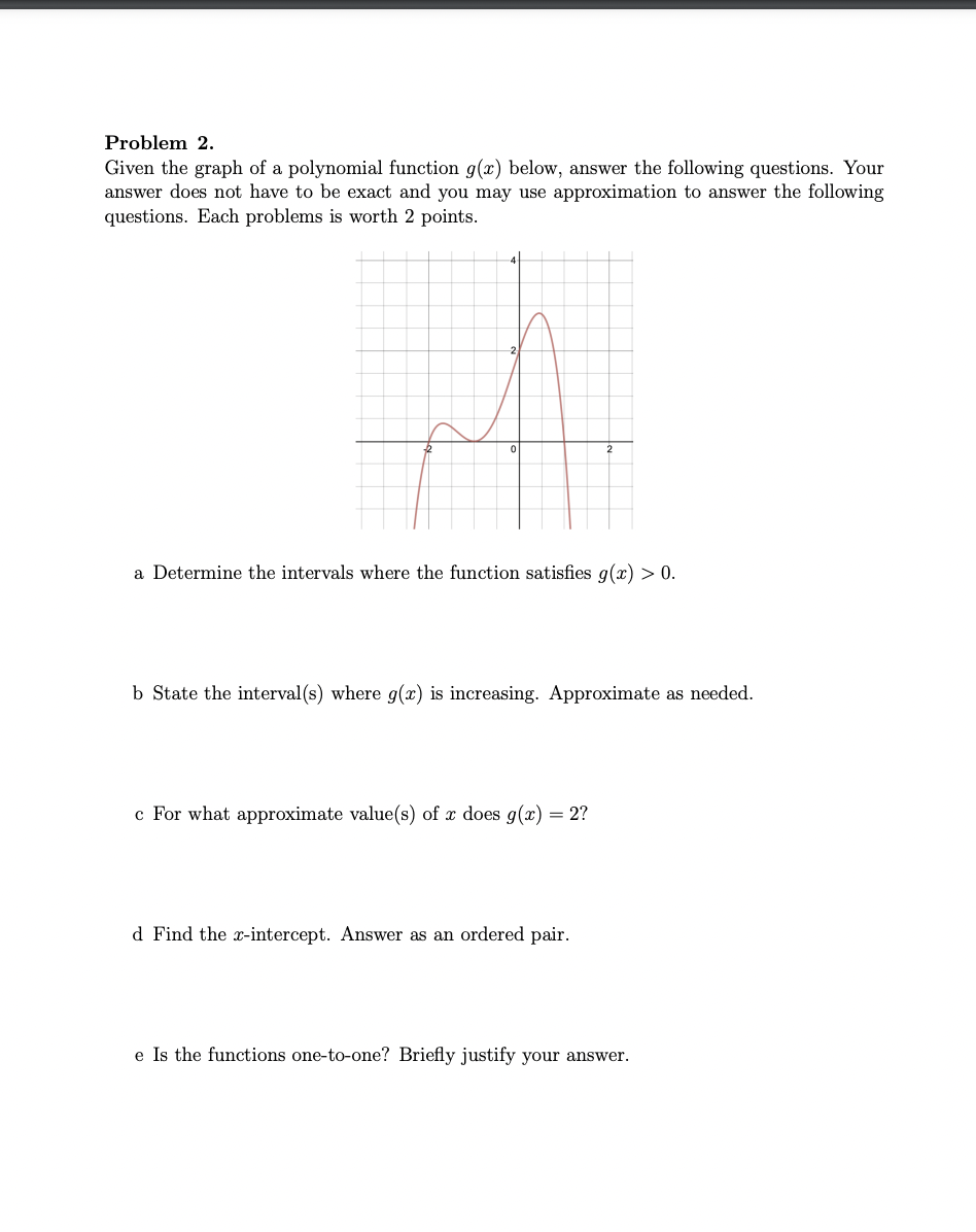 Solved Problem 1. Given the graph of a function f(x) below, | Chegg.com
