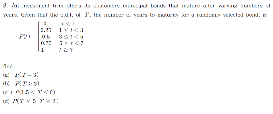 Solved An investment firm offers its customers municipal | Chegg.com