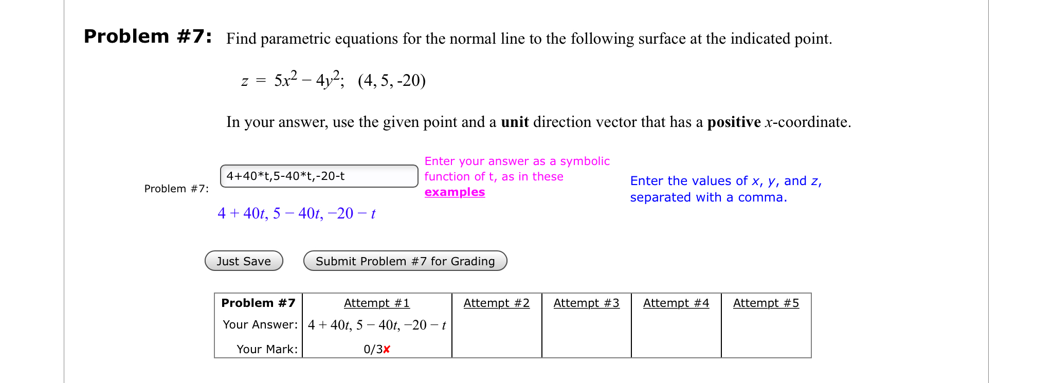 Solved Problem #7: Find parametric equations for the normal | Chegg.com