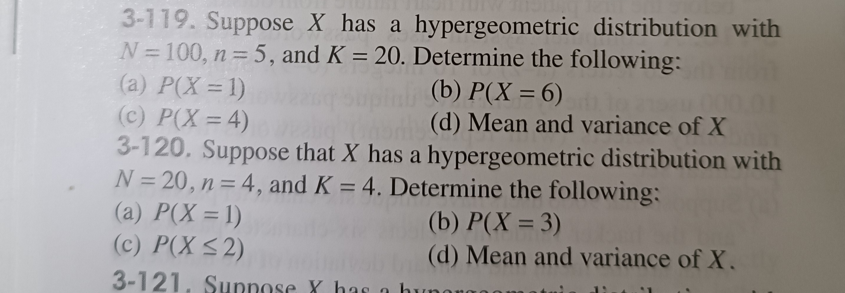Solved 3-119. Suppose X has a hypergeometric distribution | Chegg.com