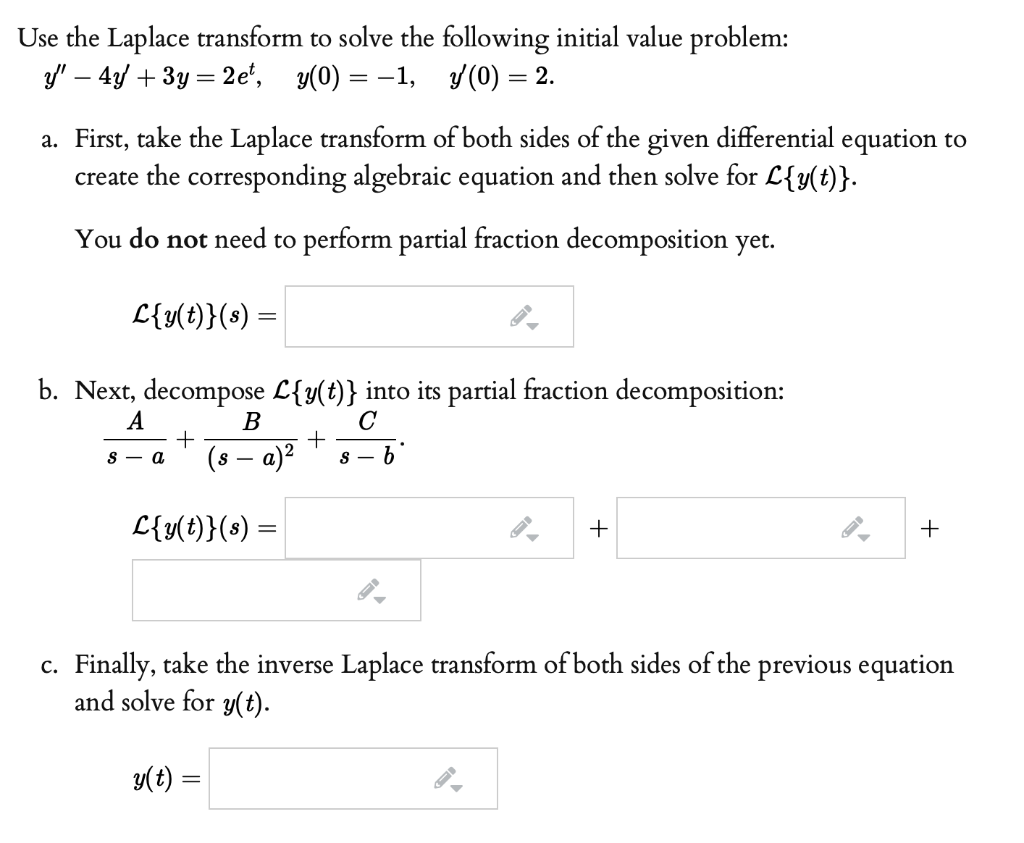 Solved Use the Laplace transform to solve the following | Chegg.com