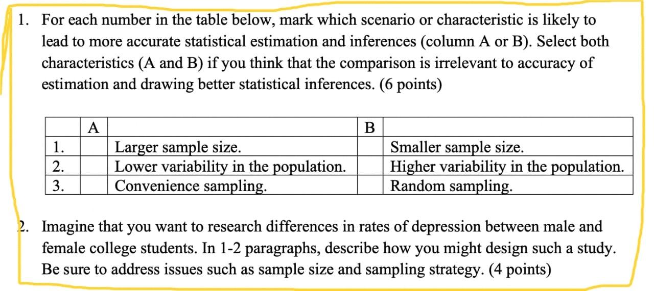 Solved 1. For each number in the table below, mark which | Chegg.com
