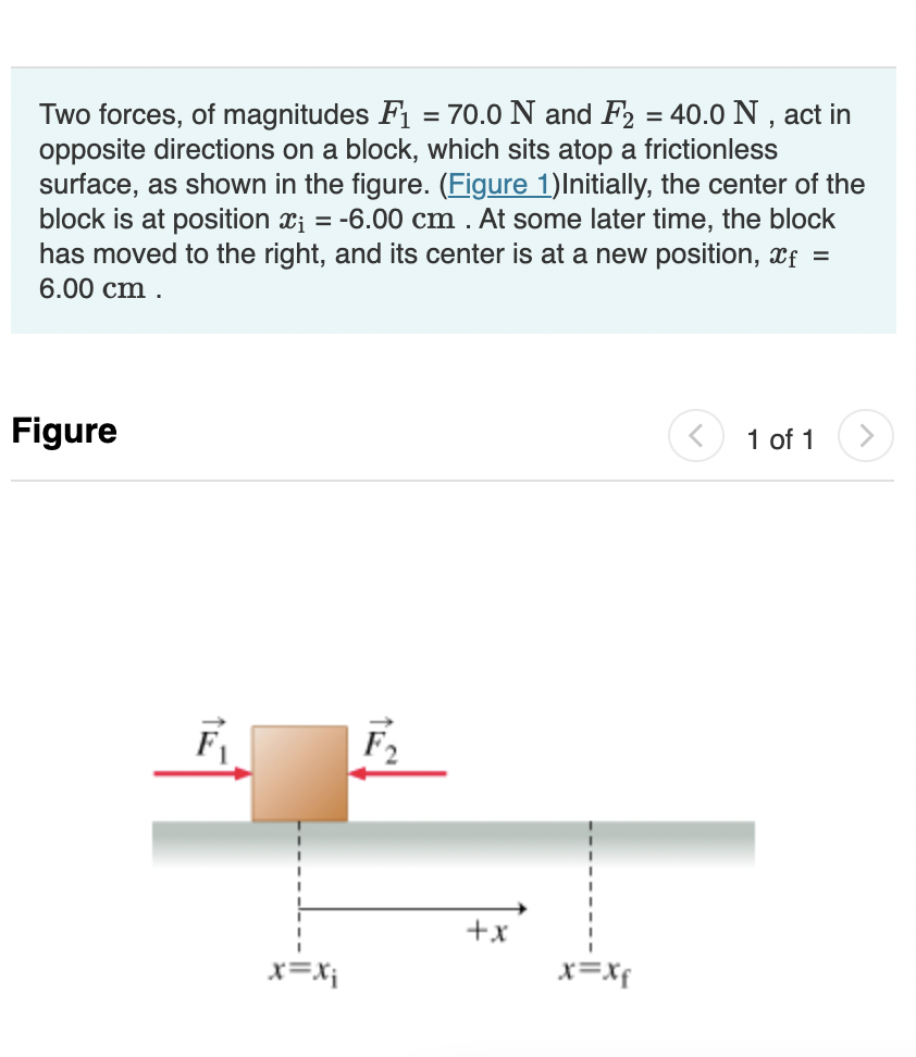 Solved Find the work W1 done on the block by the force of | Chegg.com