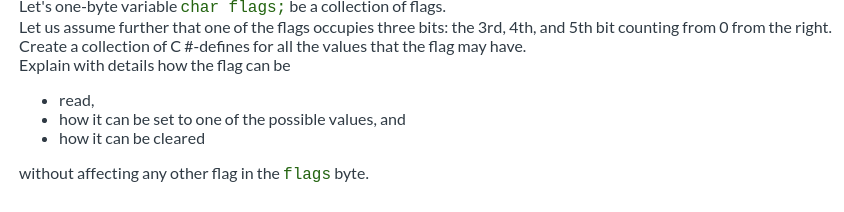 Let's one-byte variable char flags; be a collection | Chegg.com