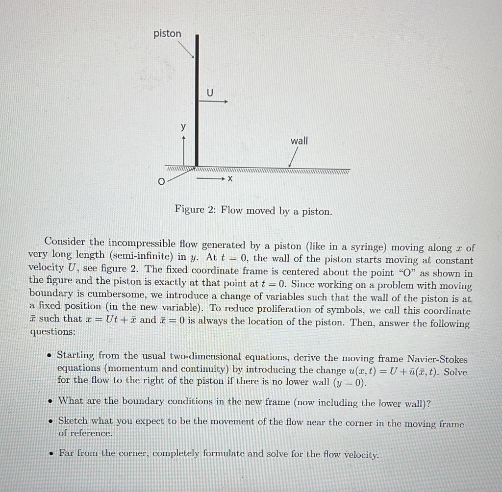 Solved Figure 2: Flow moved by a piston. Consider the | Chegg.com