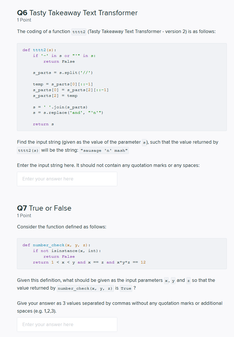 Solved Q6 Tasty Takeaway Text Transformer 1 Point The coding | Chegg.com