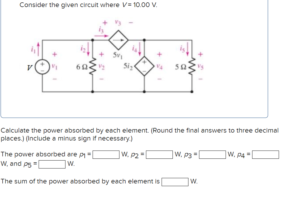 Solved Consider the given circuit where V=10.00V.Calculate | Chegg.com
