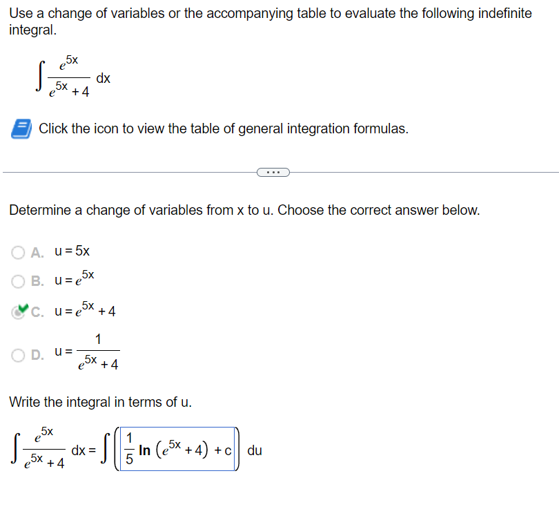 Solved Use a change of variables or the accompanying table | Chegg.com