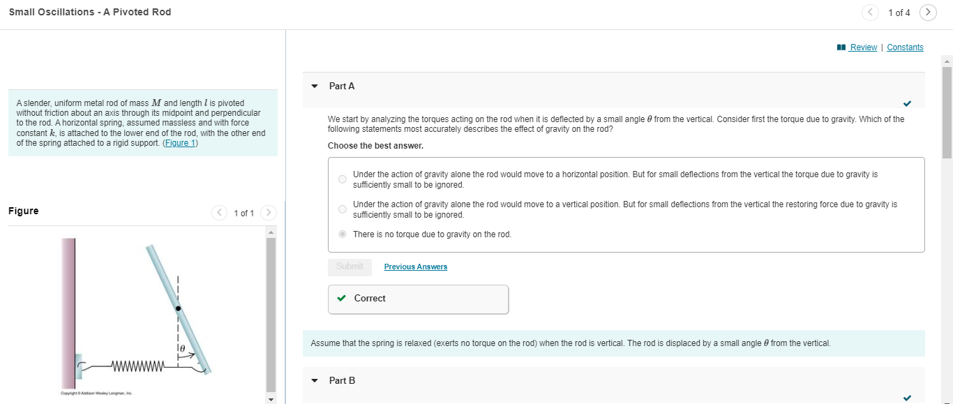 Solved A slender, uniform metal rod of mass M and length l | Chegg.com