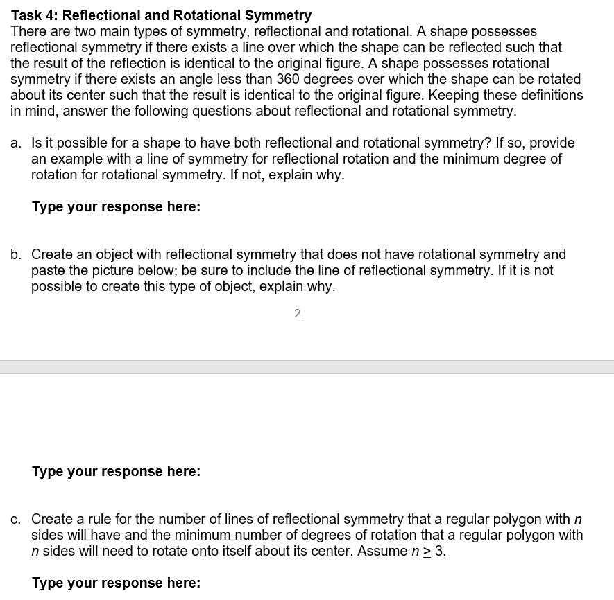 Solved Task 4: Reflectional and Rotational Symmetry There | Chegg.com