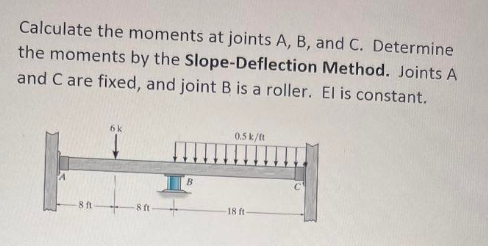 Solved Calculate the moments at joints A, B, and C. | Chegg.com