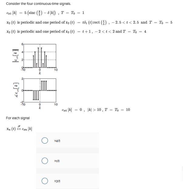 Solved Consider the four continuous-time signals. | Chegg.com