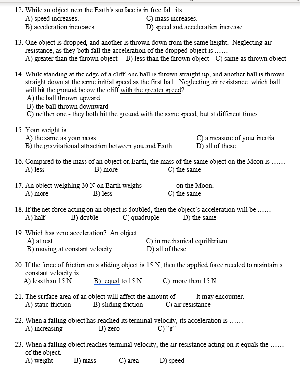 solved-12-while-an-object-near-the-earth-s-surface-is-in-chegg
