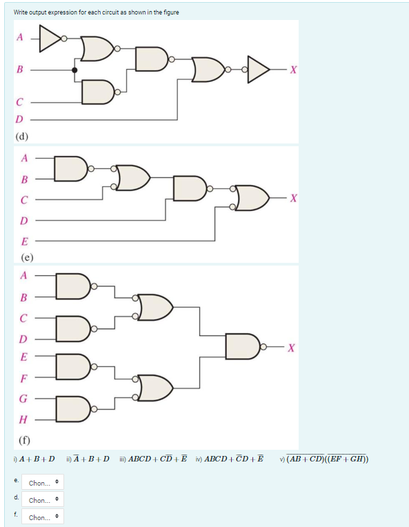 Write Output Expression For Each Circuit As Shown In 