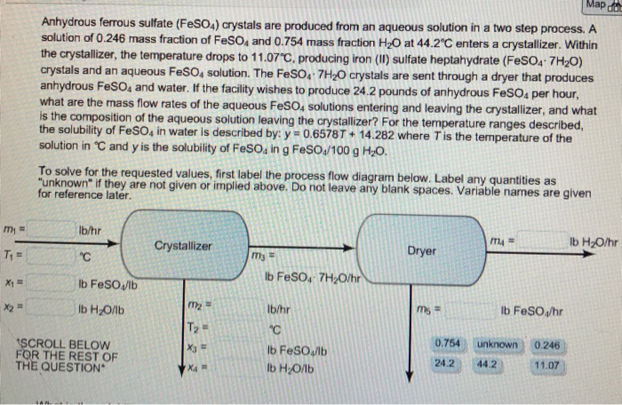 Solved Map Anhydrous ferrous sulfate (FeSo4) crystals are | Chegg.com