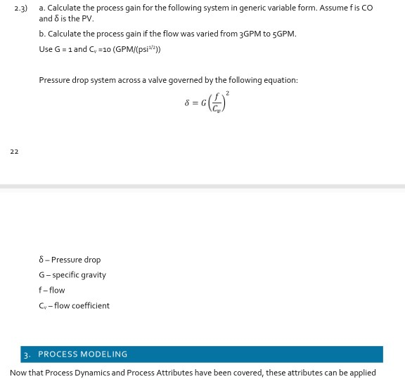 Solved 2.3) a. Calculate the process gain for the following | Chegg.com