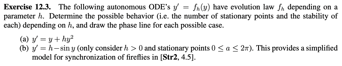 Solved Exercise 12.3. The following autonomous ODE's | Chegg.com